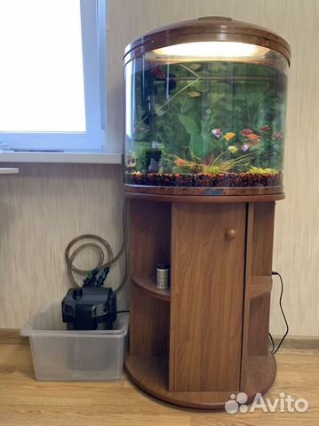 Аквариум в полной сборке, с тумбой